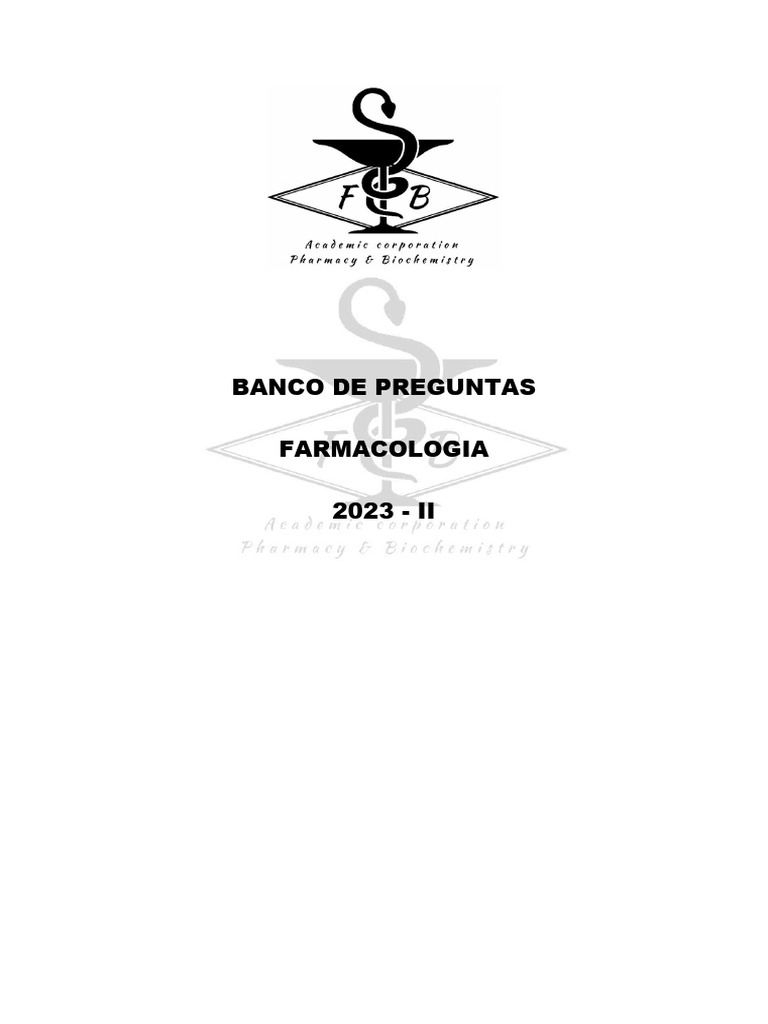 Banco de Pregunta Farmacologia 2023 Ii - Grupo | PDF | Opioide | Droga anti-inflamatoria libre ...
