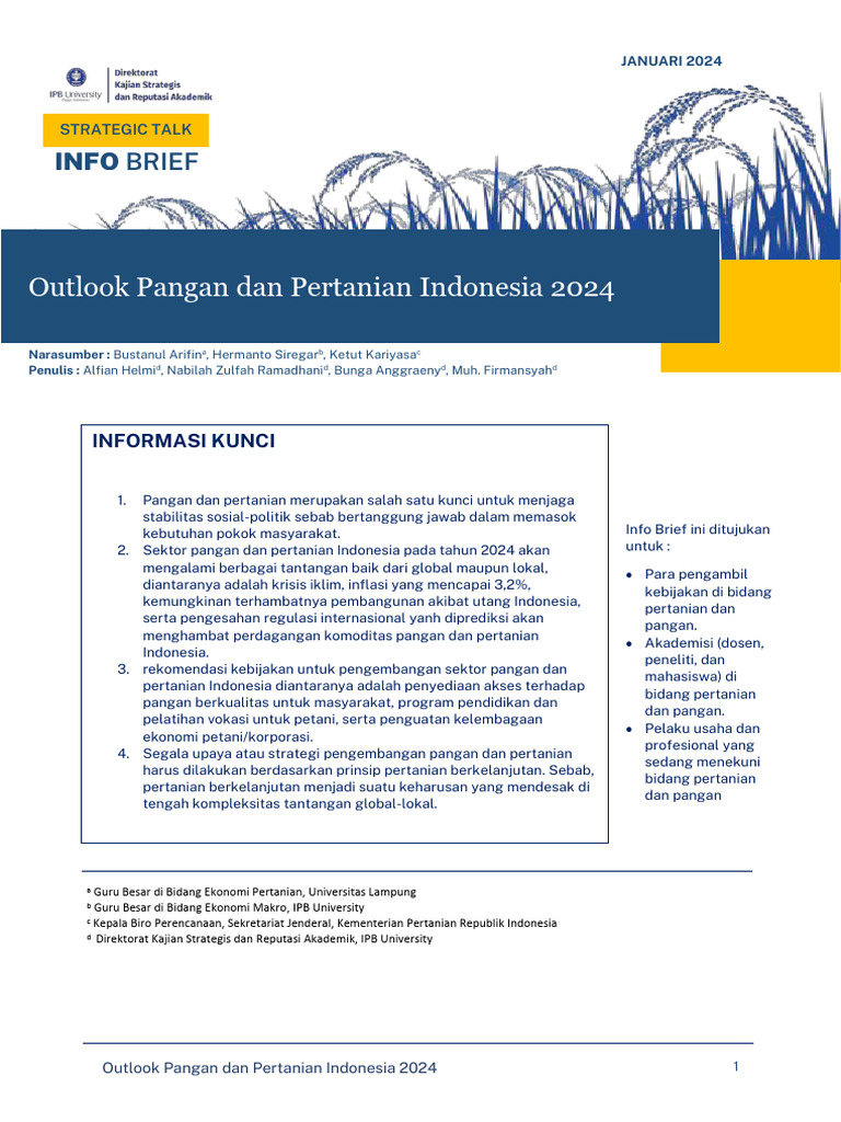 IPB 2024 - Outlook-Pertanian-dan-Pangan Indonesia 2024 | PDF ...