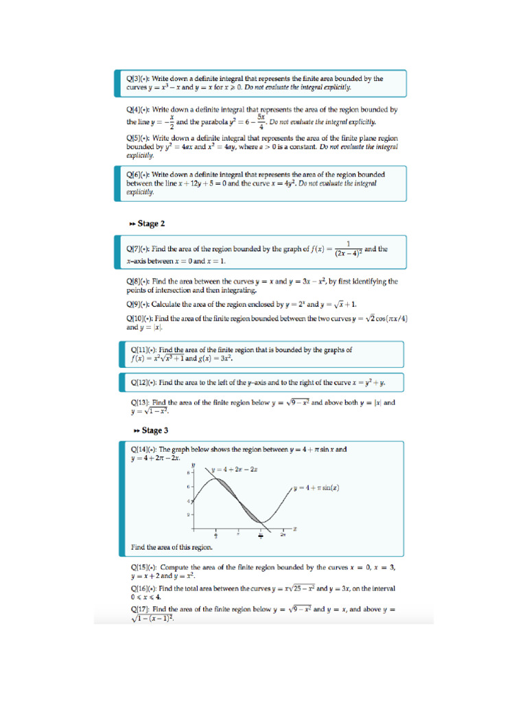 Area Between Curves Clp Problems | PDF