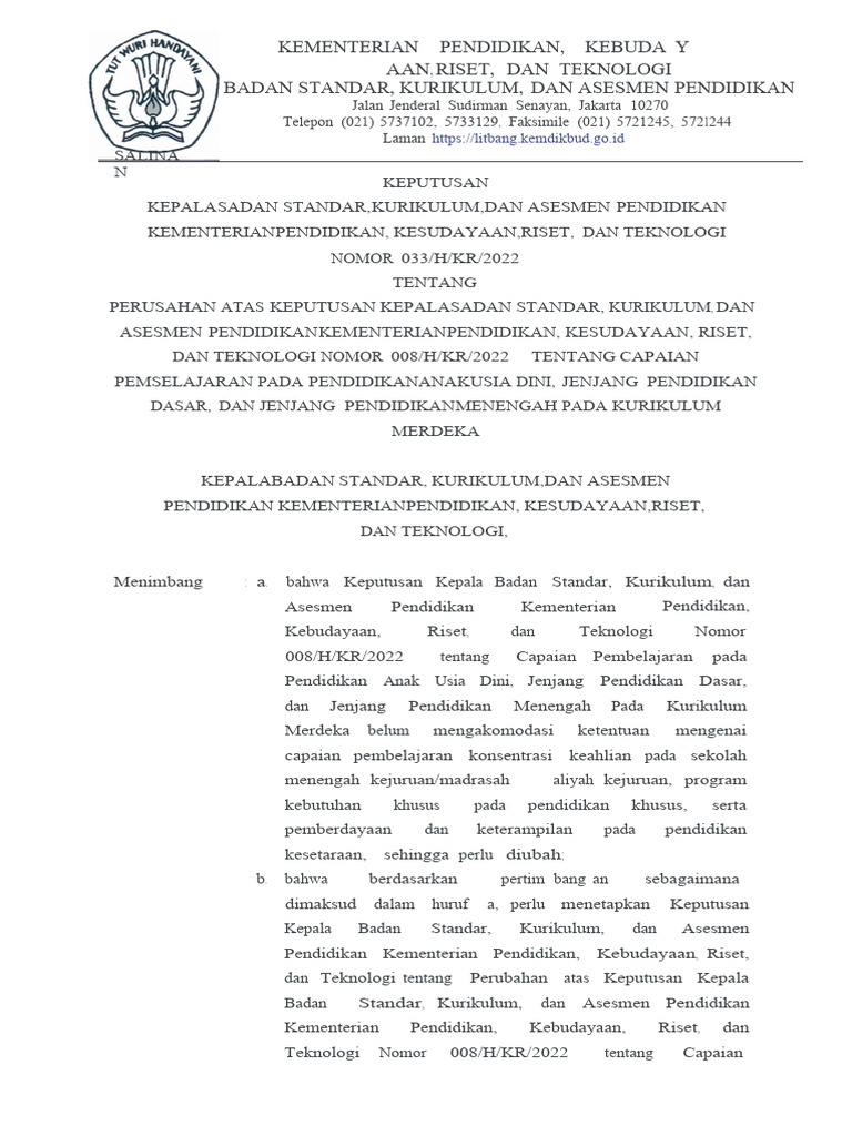 CP Perubahan SD 033 | PDF