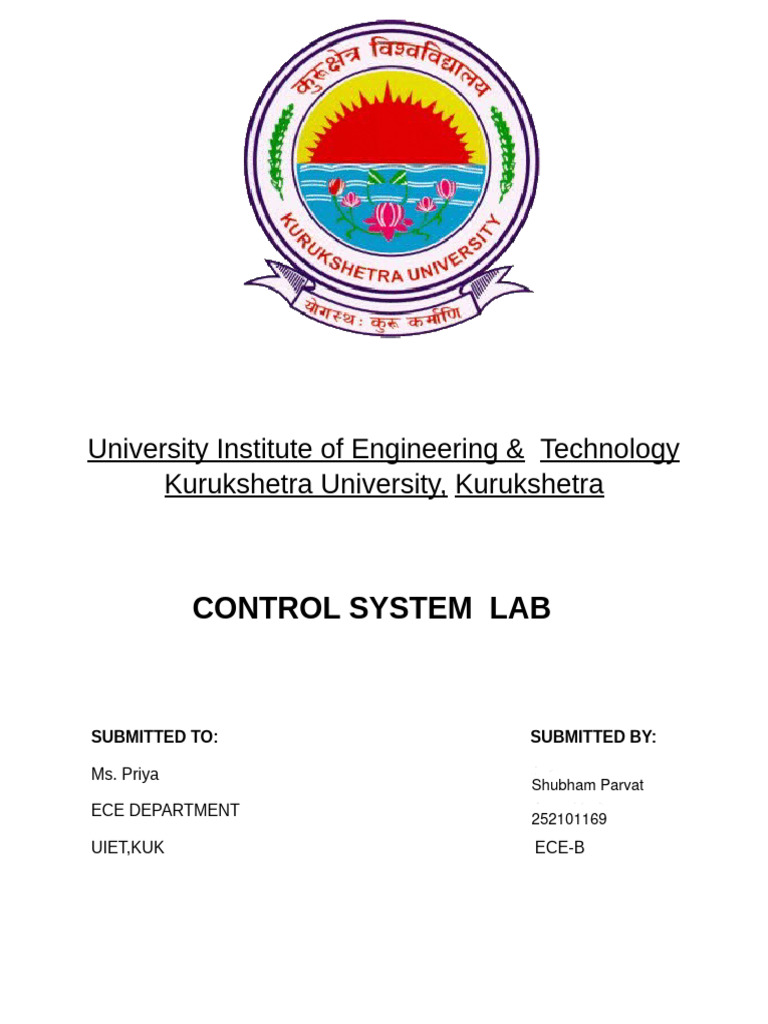 Control Systems Lab Experiments | PDF | Control Theory | Matlab