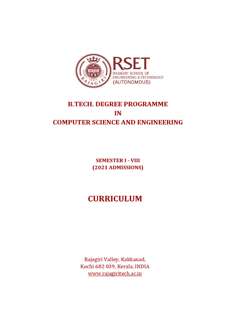 B.Tech. CS - Curriculum 2022 | PDF | Computing | Evaluation