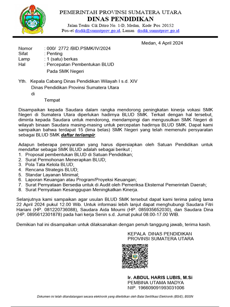 Surat Percepatan BLUD | PDF