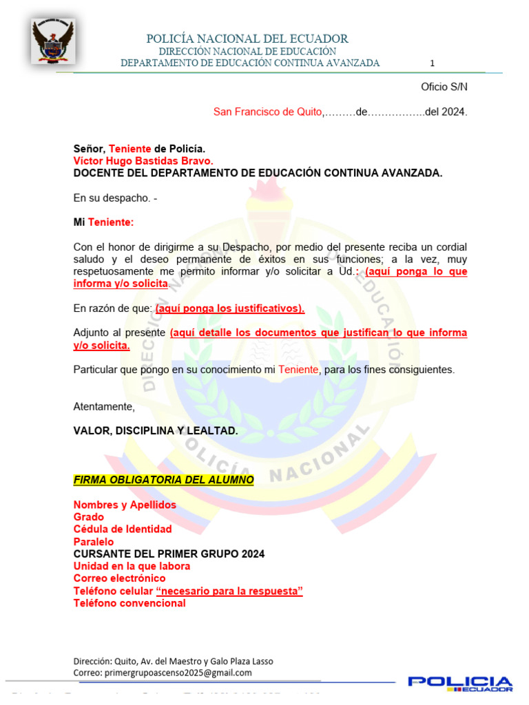 Formato Oficio Al Sr. Docente | PDF | Ciencias sociales