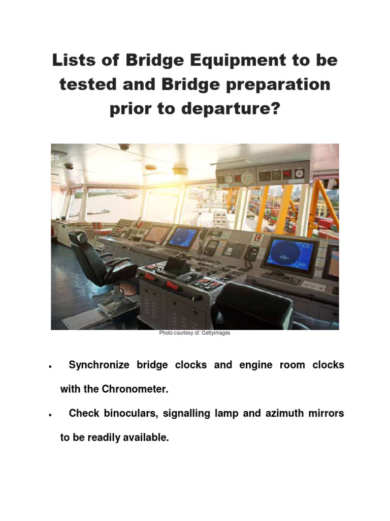 Bridge Preparation Prior To Departure | PDF | Shipping | Water Transport