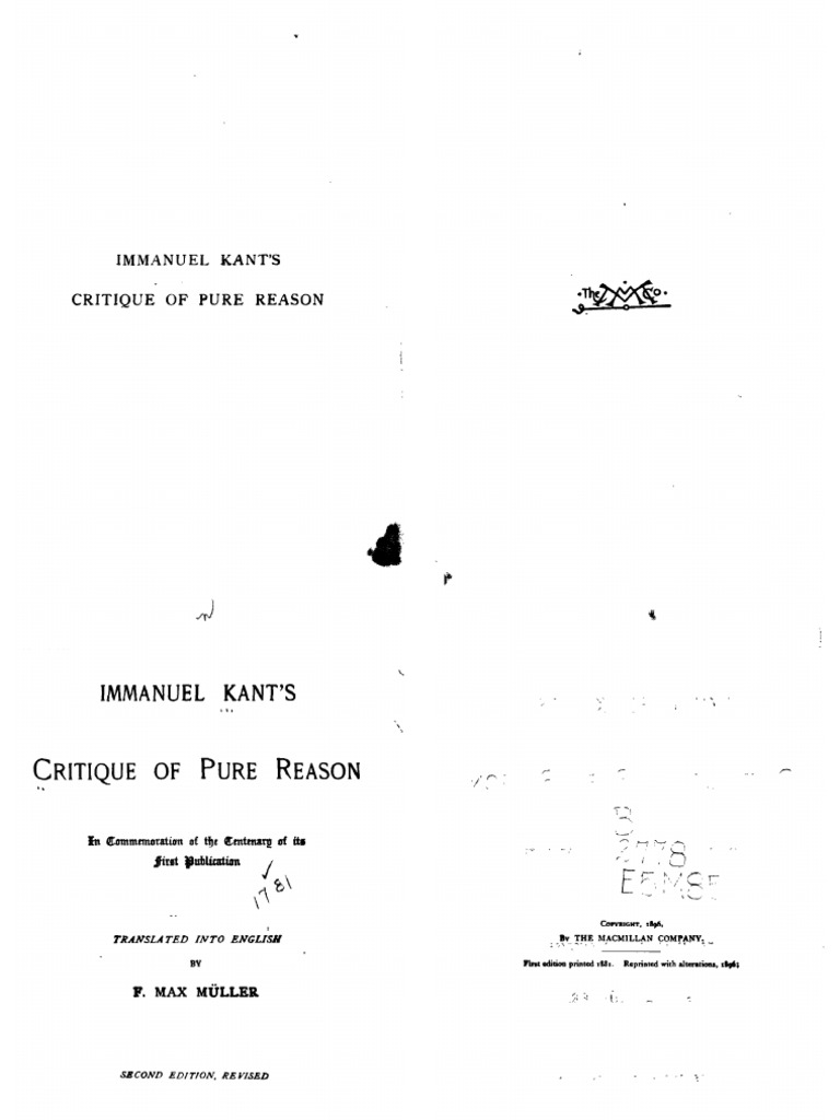 Critique of Pure Reason | PDF | Critique Of Pure Reason | Reason