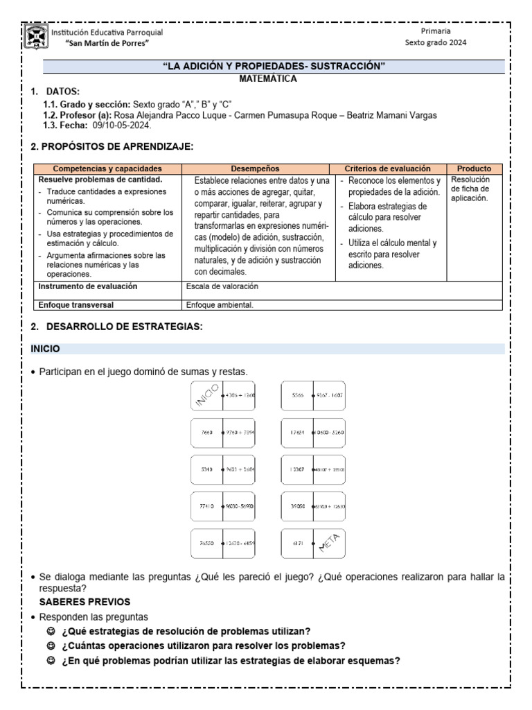 Sesion Mat-09!10!05-Resolvemos Adiciones y Sustracciones Con Numeros ...