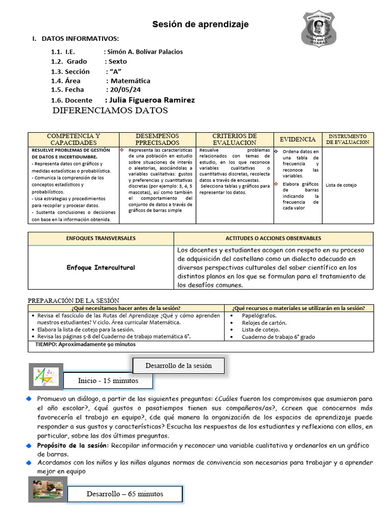 Ses Mat-Diferenciamos-Datos | PDF | Estadísticas | Evaluación