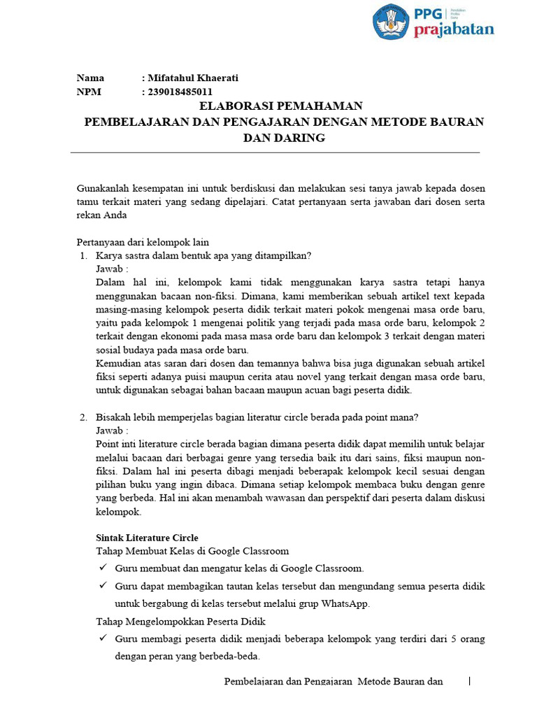 Siklus 1 Elaborasi Pemahaman | PDF | Karier & Perkembangan