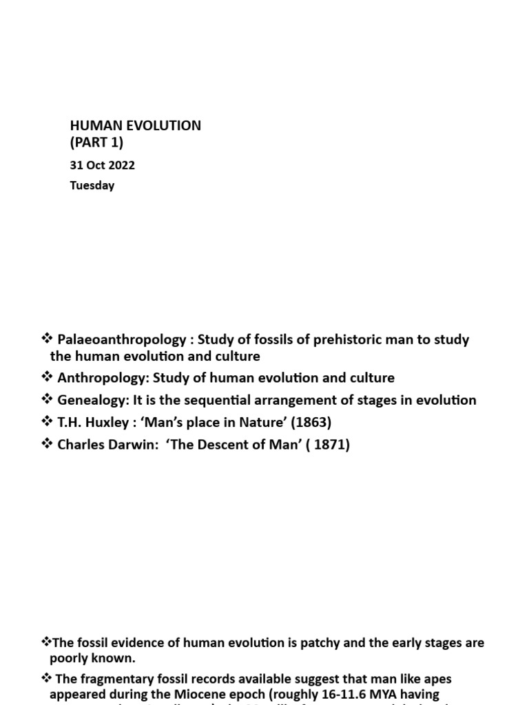 Human Evolution Part 1 | PDF | Ape | Mammals