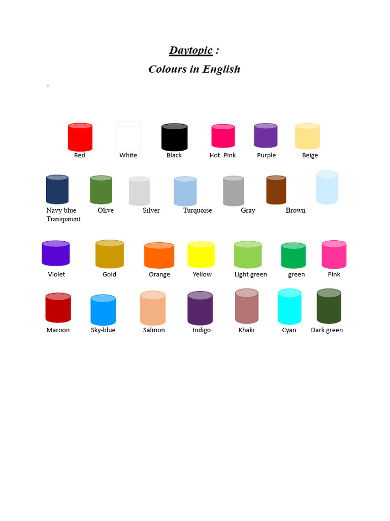 English Color Vocabulary Guide | PDF