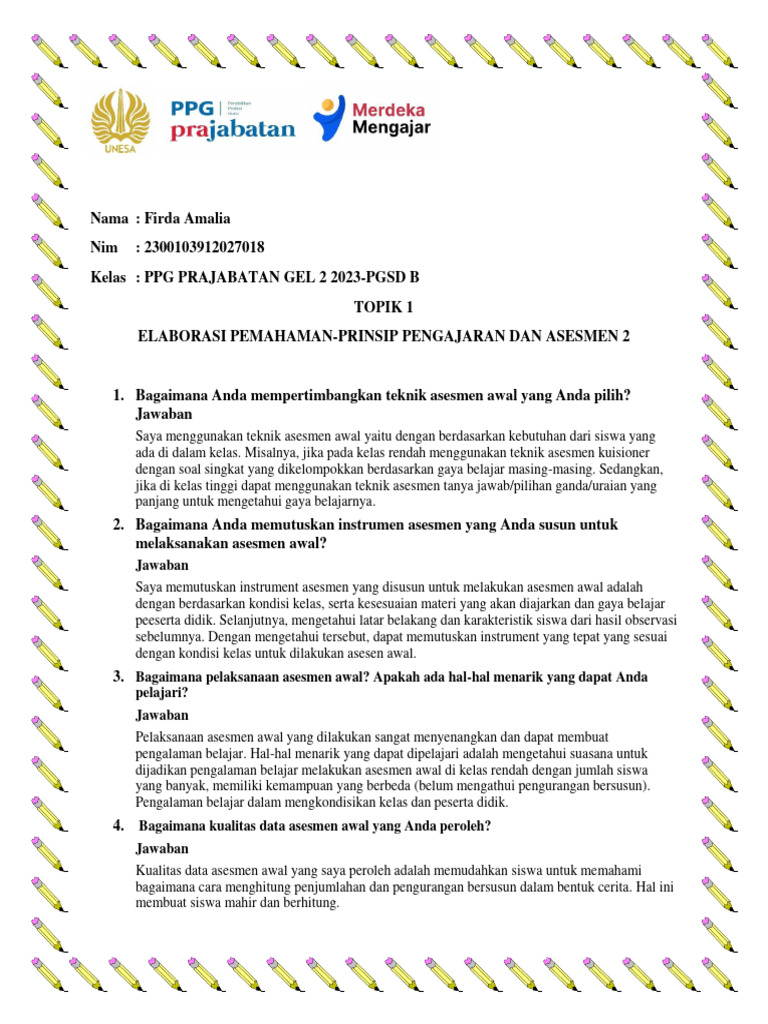 t1 - Elaborasi Pemahaman - Ppa 2 - Firda Amalia - 2300103912027018 | PDF