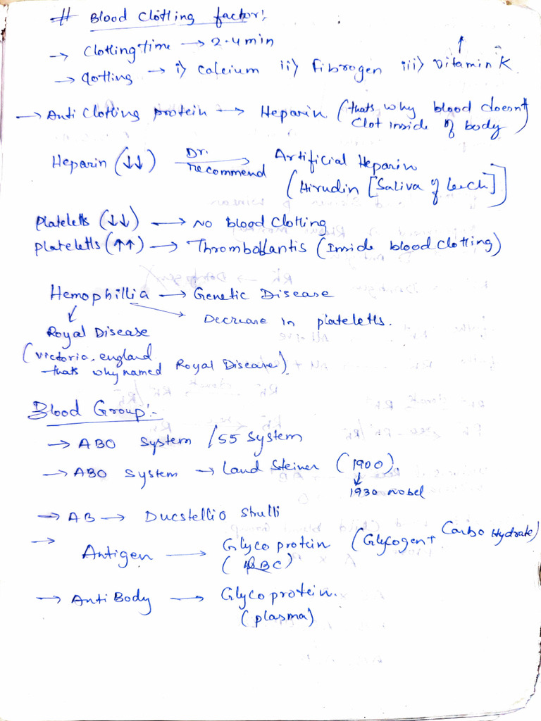 blood and heart handwritten notes for ssc | PDF | Animal Anatomy ...