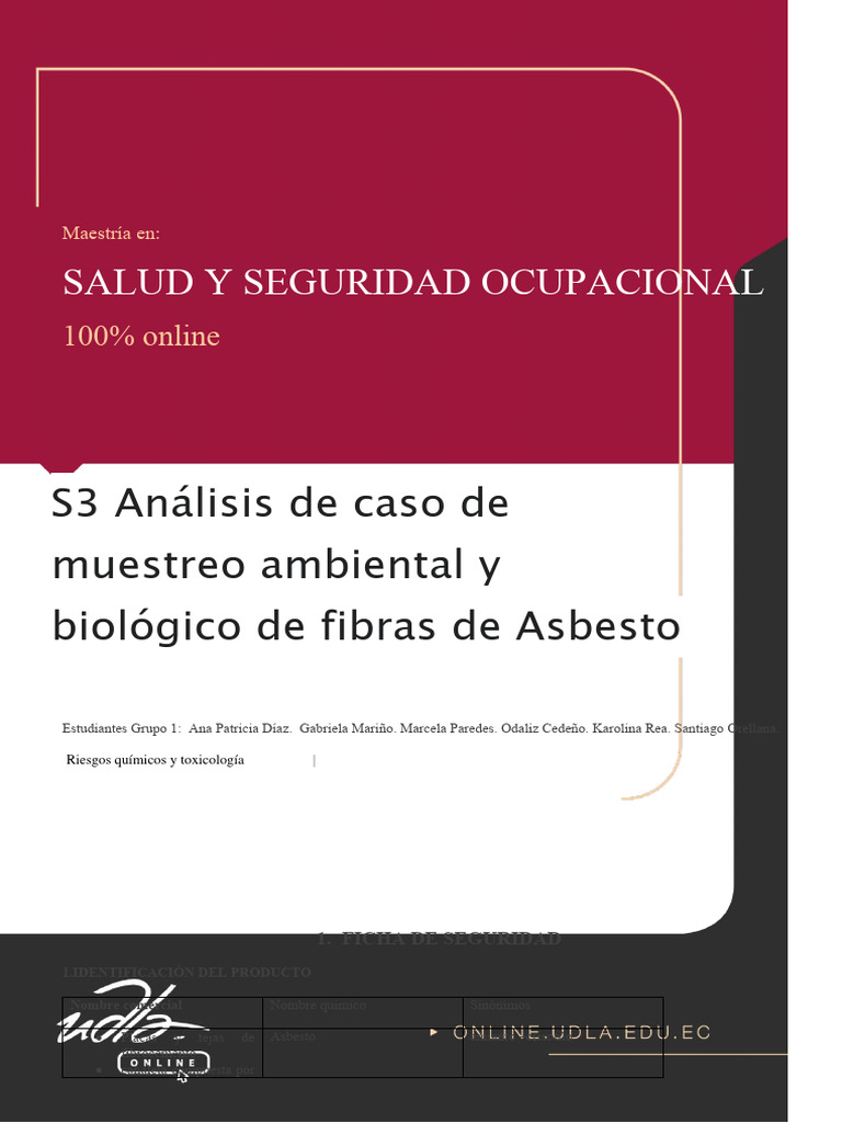 Análisis de caso de muestreo ambiental y biológico de fibras de Asbesto | PDF | Amianto | Materiales