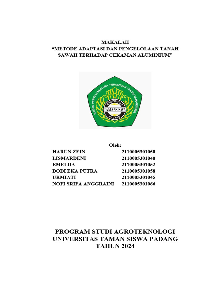 Pengelolaan Tanah Sawah oleh Harun Zein | PDF