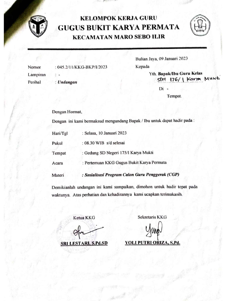 Dokumen KKG BKP 2023 | PDF
