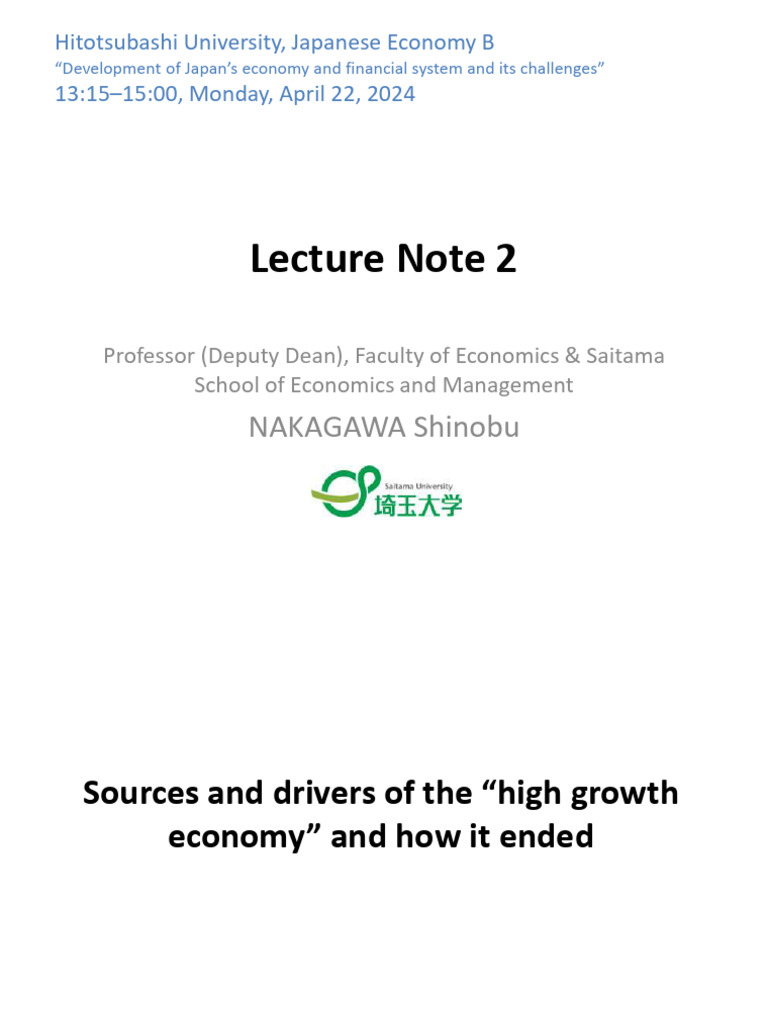 Japanese Economy B Lecture Note 2 | Download Free PDF | Exchange Rate | Bretton Woods System