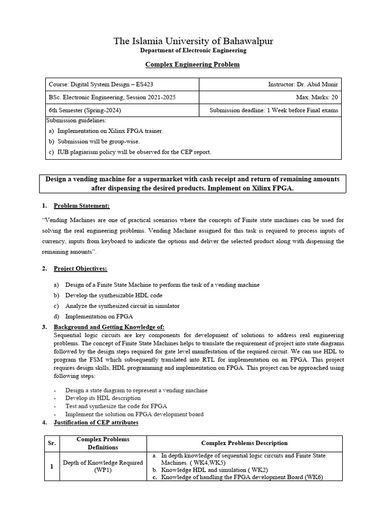 CEP DSD - Spring 2024 - 6th Semester - 2021 Batch | PDF | Hardware Description Language | Field ...