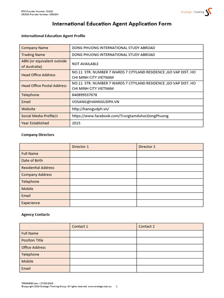 FORM 5035 - International Education Agent Application Form.v1.2 | PDF ...