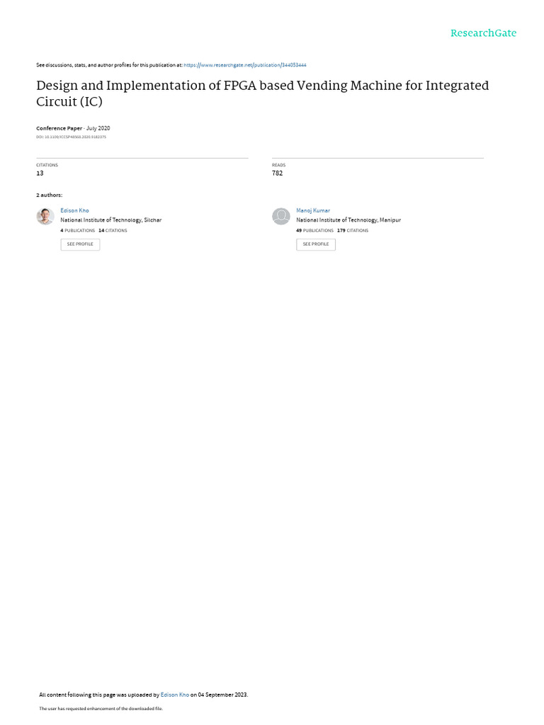 Design_and_Implementation_of_FPGA_based_Vending_Machine_for_Integrated_Circuit_IC | PDF | Logic ...