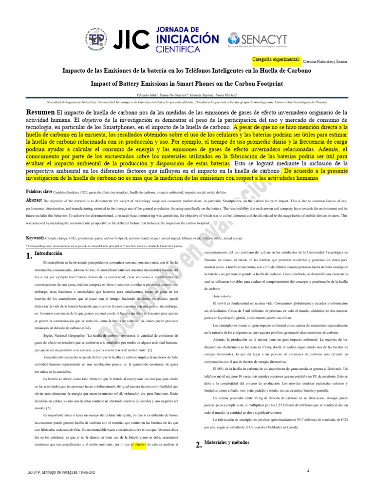 Articulo Cientifico JIC | PDF | Gases de efecto invernadero | Huella de carbono