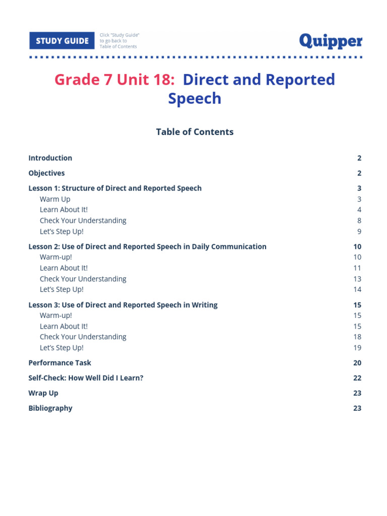 Direct and Reported Speech Guide | PDF | Linguistics | Grammar