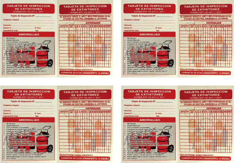 tarjeta de inspeccion de extintores | PDF