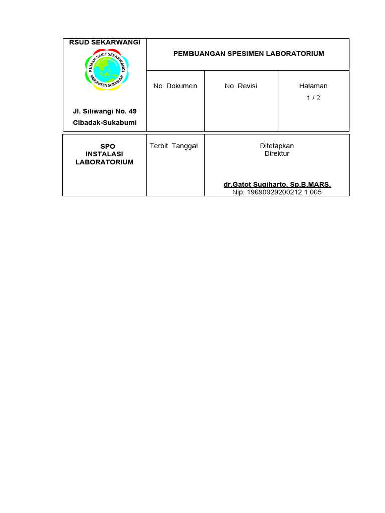 Prosedur Pembuangan Spesimen Laboratorium | PDF | Sains & Matematika