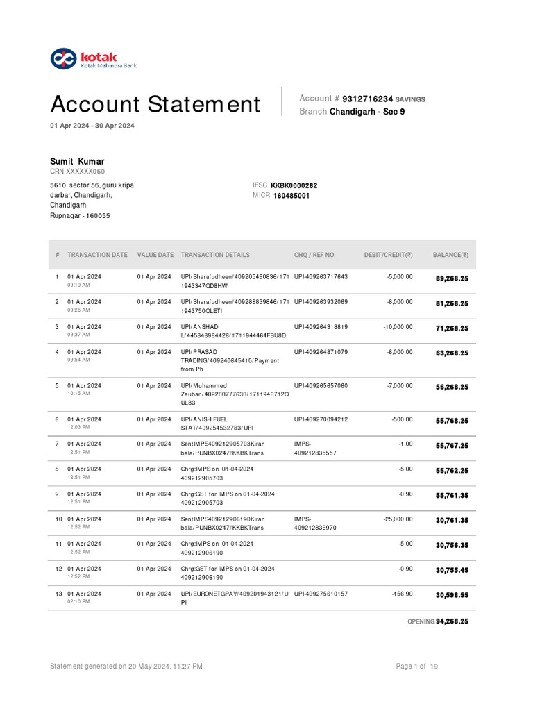 Statement | PDF | Debits And Credits | Annual Percentage Rate