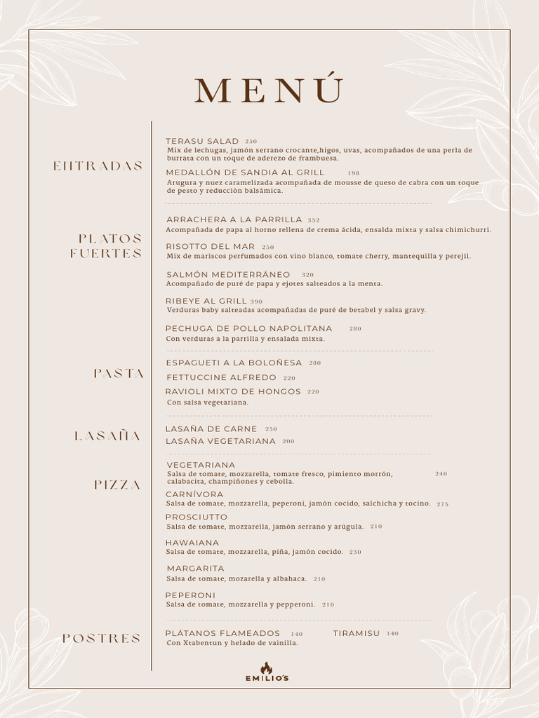 Menú Gourmet: Entradas, Platos y Postres | PDF