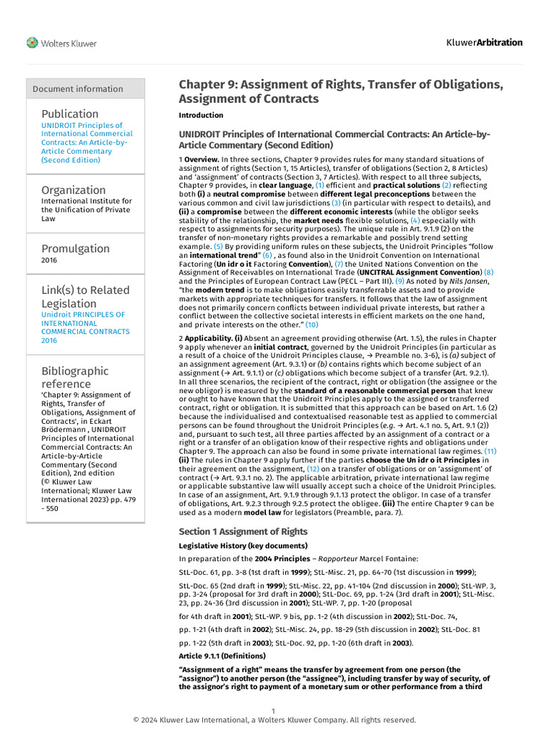 Chapter 9 Assignment Of Rights Transfer Of Obligations Pdf