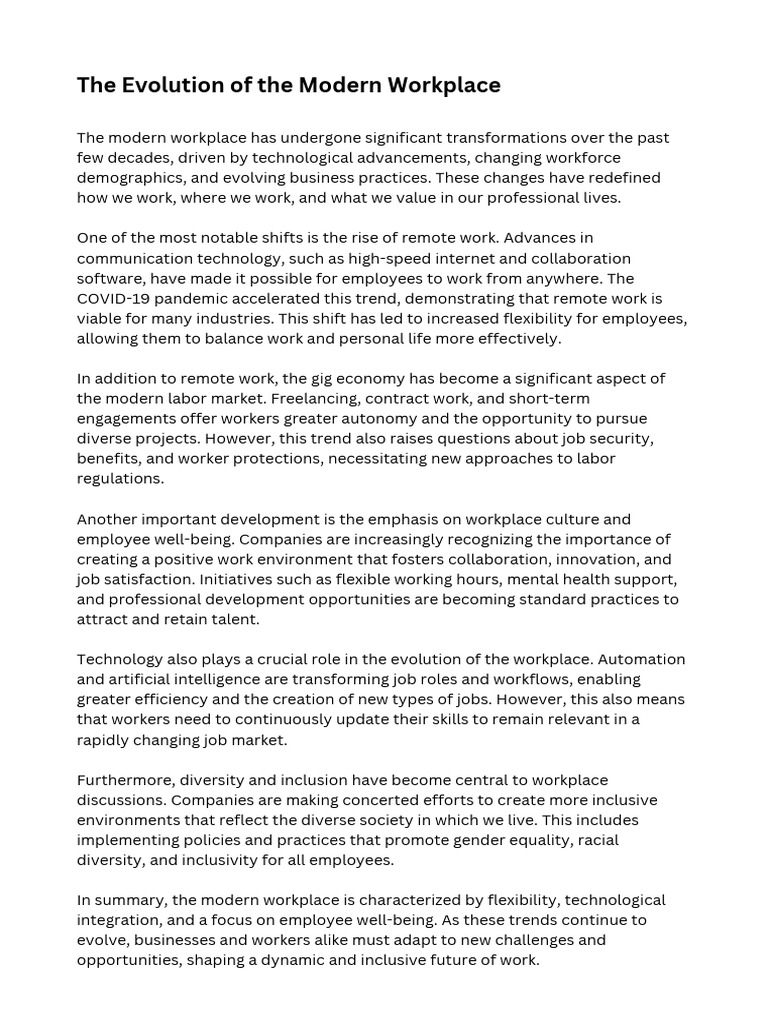 The Evolution of The Modern Workplace | PDF | Diversity (Business ...