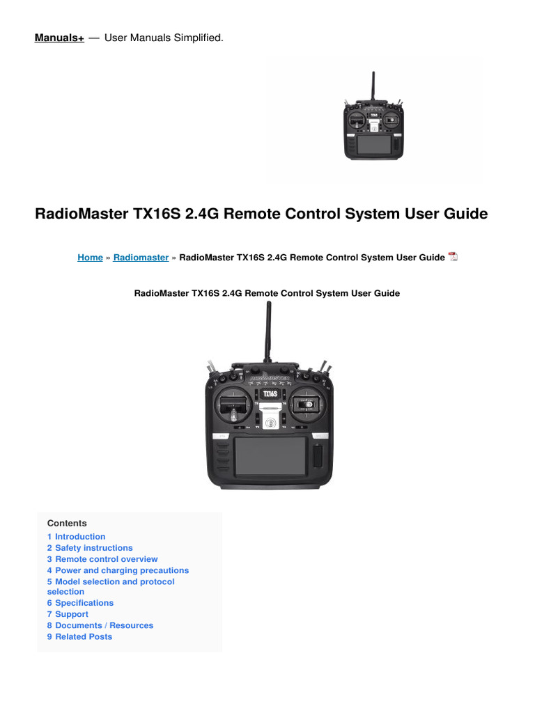 Radiomaster tx16s 2 4g Remote Control System Manual | PDF | Lithium Ion ...