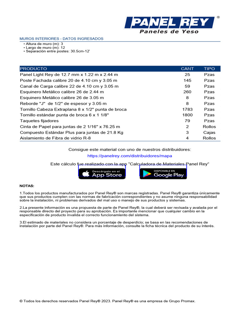 Materiales Recomendados Panel Rey | PDF