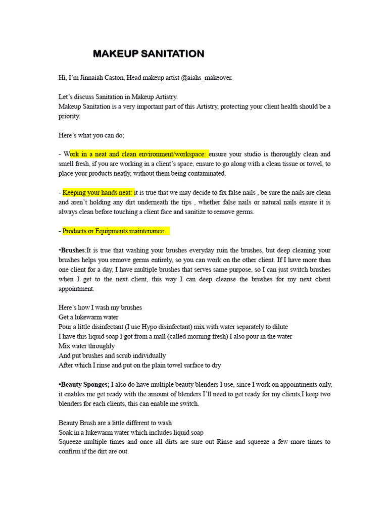 Essential Makeup Sanitation Tips | PDF | Hygiene