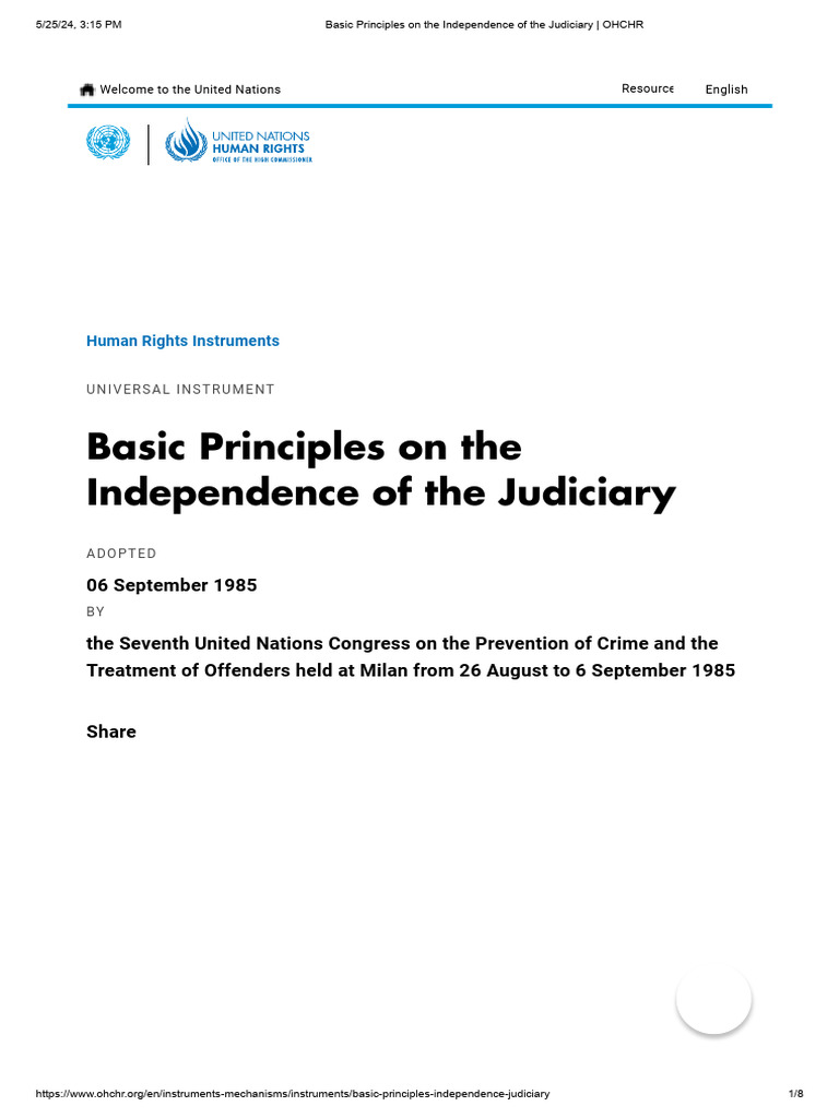 Basic Principles of Judicial Independence | PDF | Judiciaries | Human ...