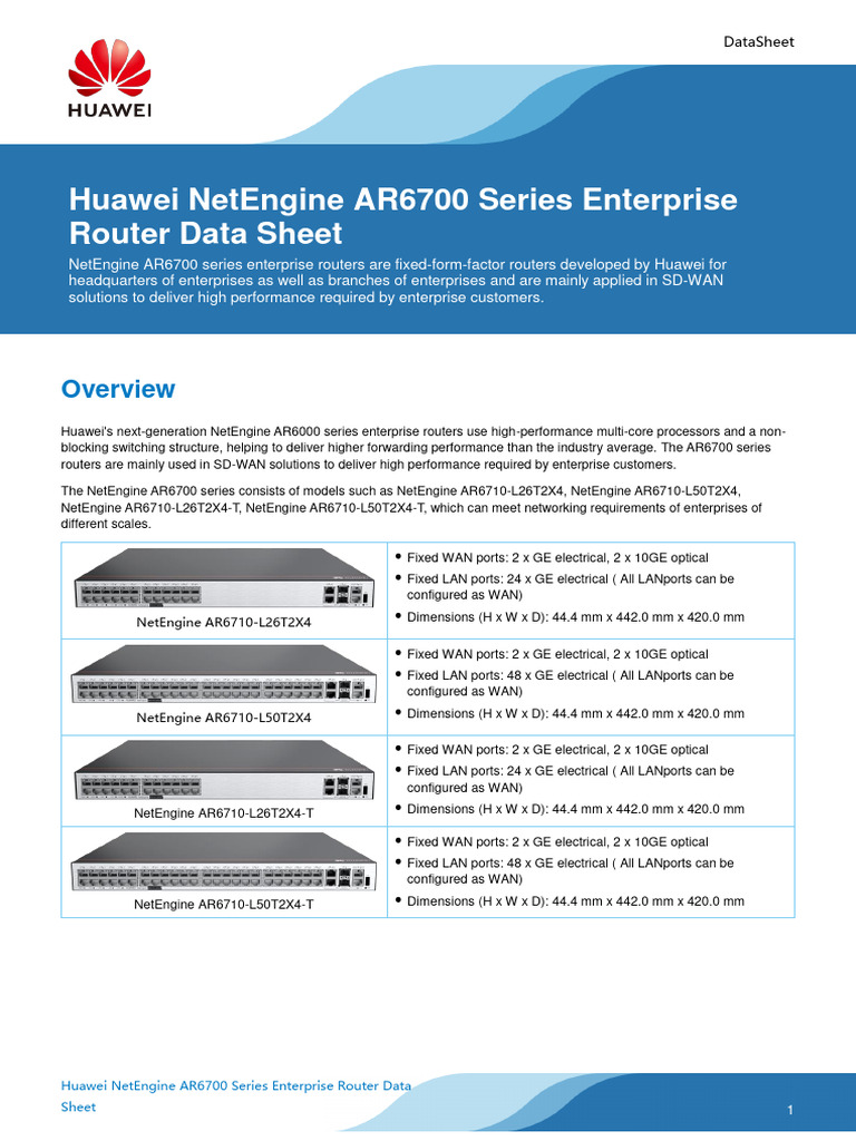NetEngine AR6700 Series Enterprise Router Data Sheet | PDF | Wide Area Network | Computer Network