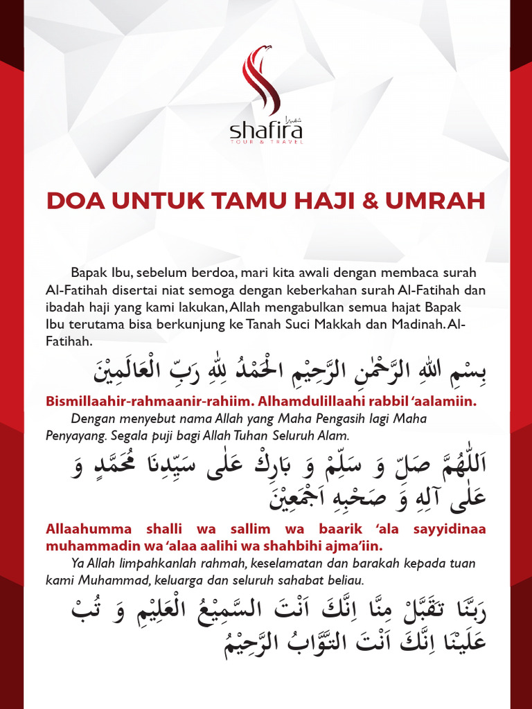 Doa Untuk Tamu Haji Dan Umrah-1 | PDF