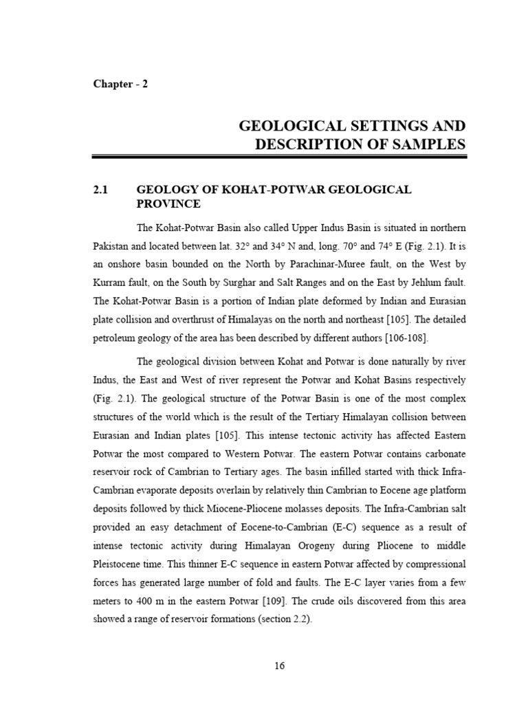 Geological Settings and Description of Samples | PDF | Petroleum ...