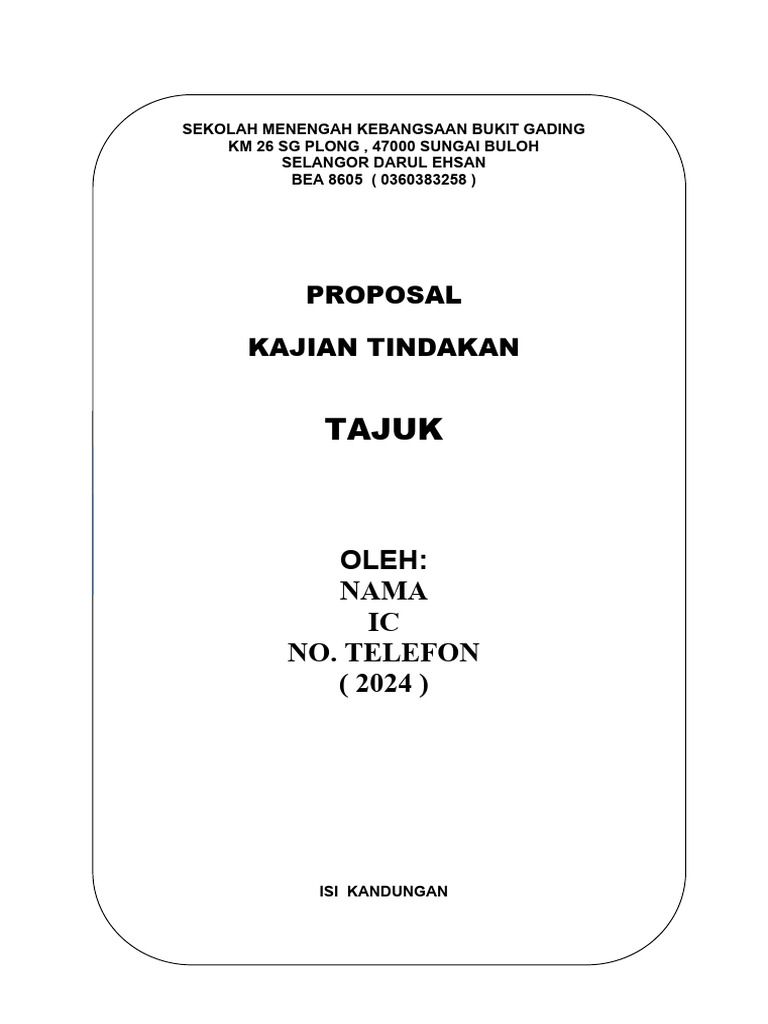 CONTOH TAPAK KAJIAN TINDAKAN | PDF