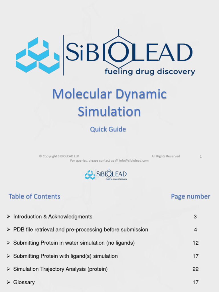 QuickGuide MDSIM SiBioLead | PDF | Hydrogen Bond | Proteins