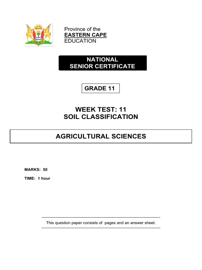 Grade 11 Soil Classification Test 11 | PDF | Natural Materials ...