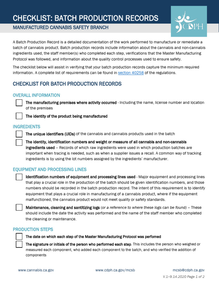 Checklist BatchProductionRecords | PDF | Business | Computers