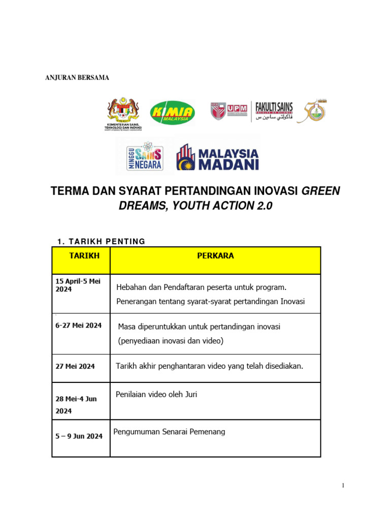 Tema Dan Syarat Pertandingan Inovasi 2.0 | PDF
