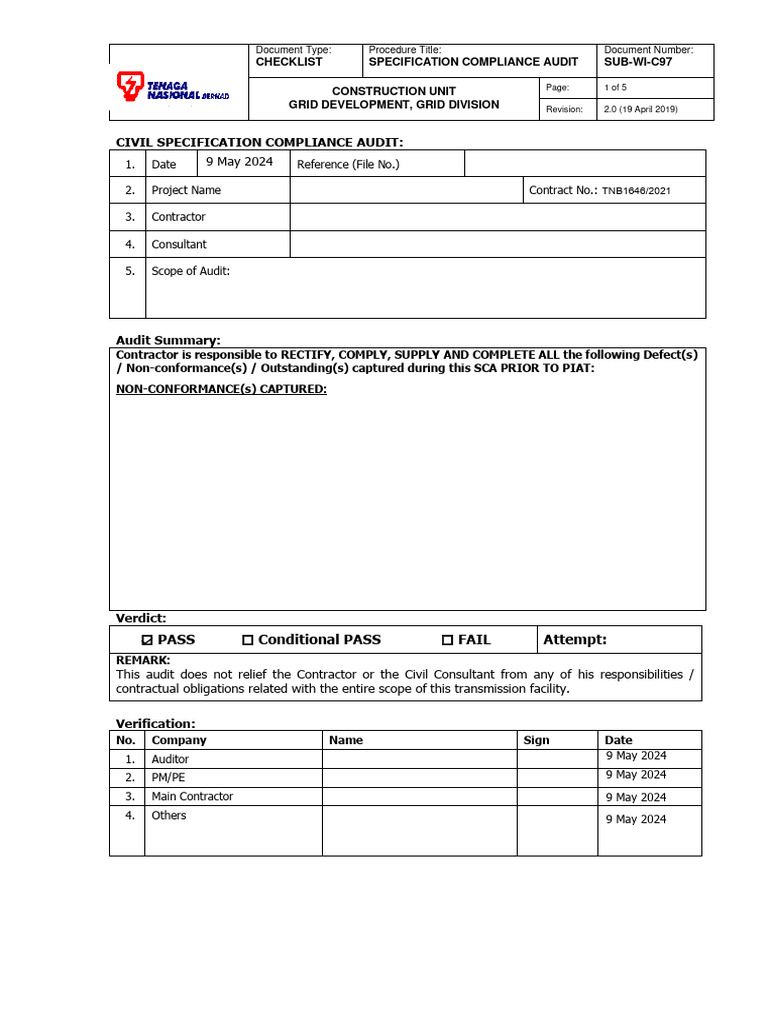 SCA Compliance Checklist for Audit | PDF | Specification (Technical ...