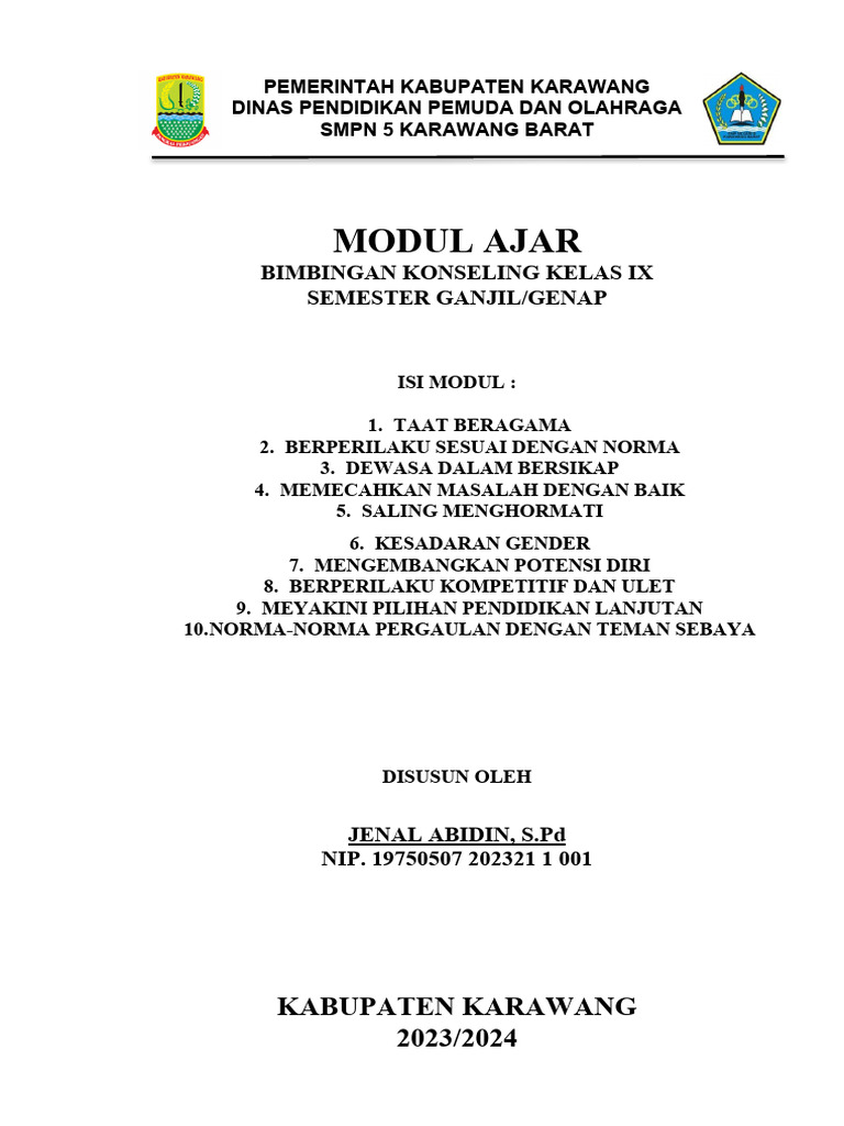 Modul Bimbingan Konseling Kelas IX | PDF | Karier & Perkembangan ...