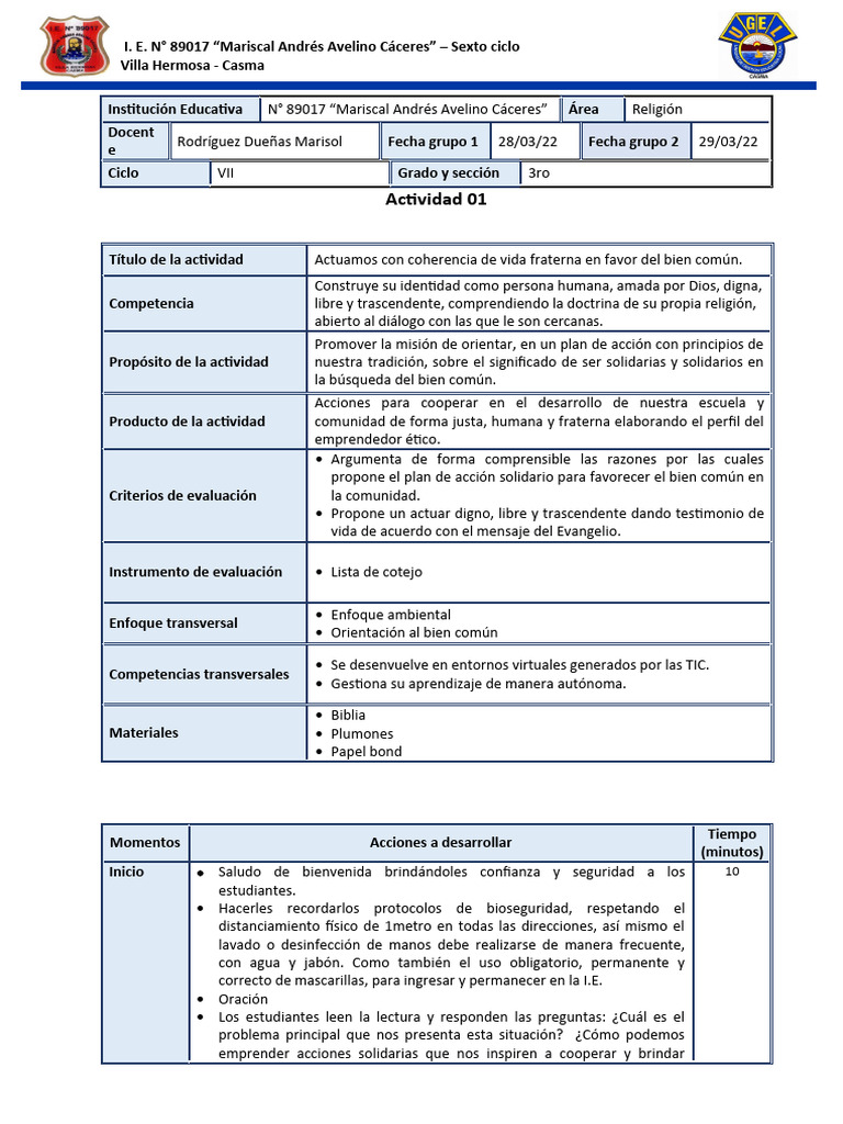 Actividad 01 - 3ro | PDF