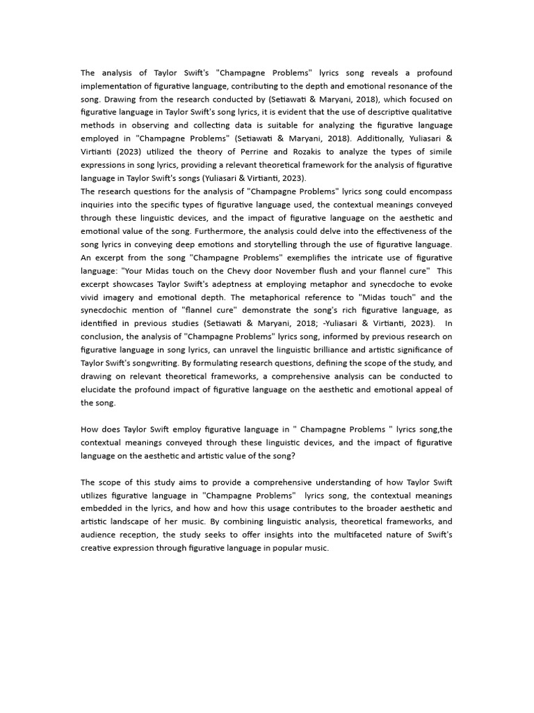 Figurative Language in Taylor Swift Song | PDF | Linguistics | Theory