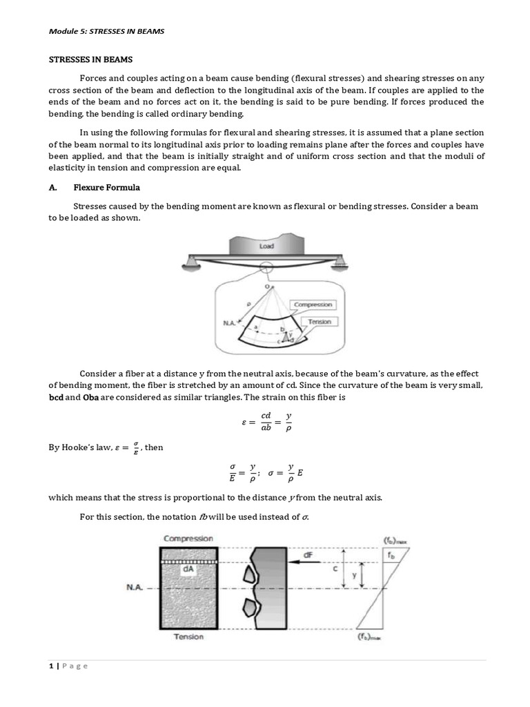 Module 5 Stresses in Beams | PDF | Bending | Beam (Structure)