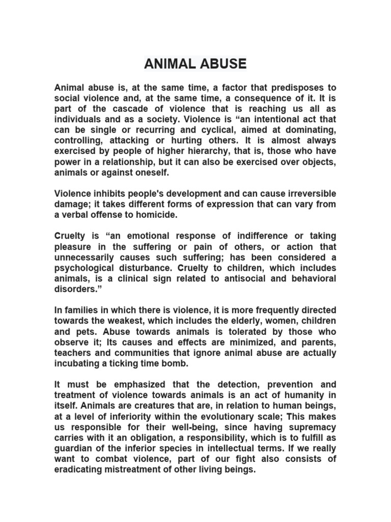 Animal Abuse Ingles | PDF | Violence | Cruelty To Animals